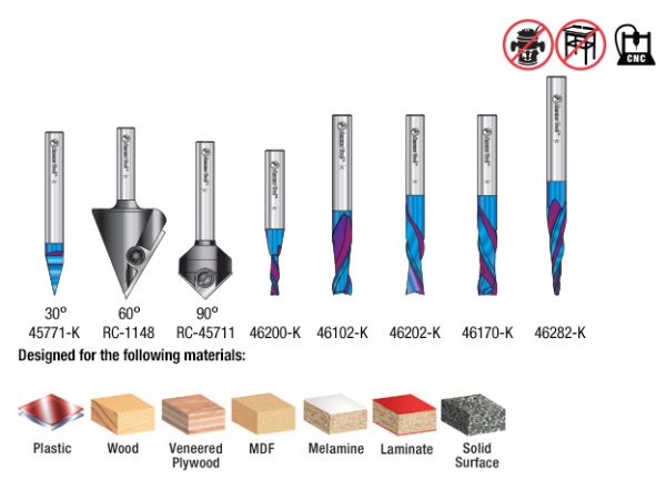 Amana AMS-257 8-Piece CNC General Purpose Set, 1/4" Shanks - General ...